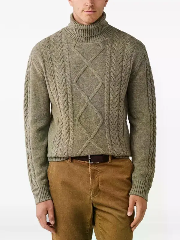 HACKETT LONDON Argyle Cable-knit Sweater