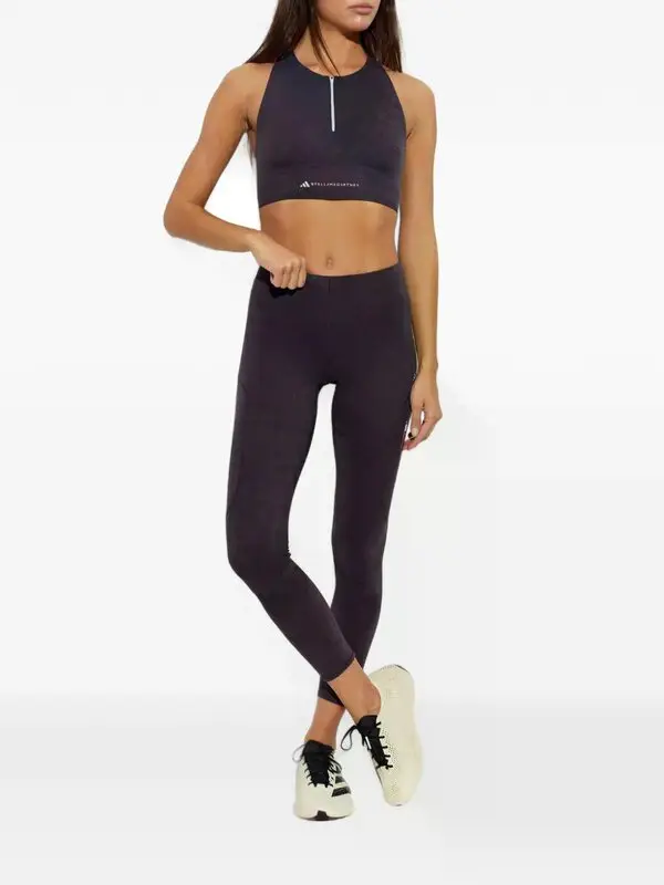 Adidas By Stella McCartney Floral-pattern Performance Leggings - Black