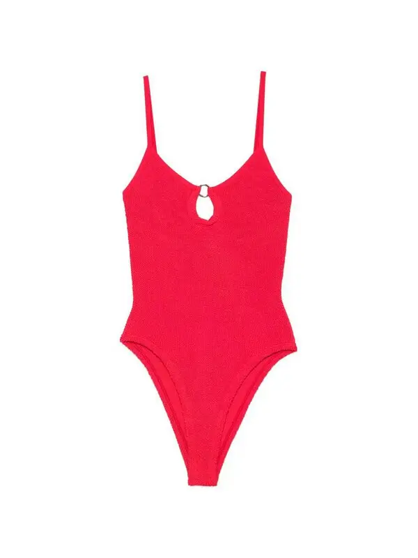 Hunza G Ring-detail Crinkle Swimsuit - Red