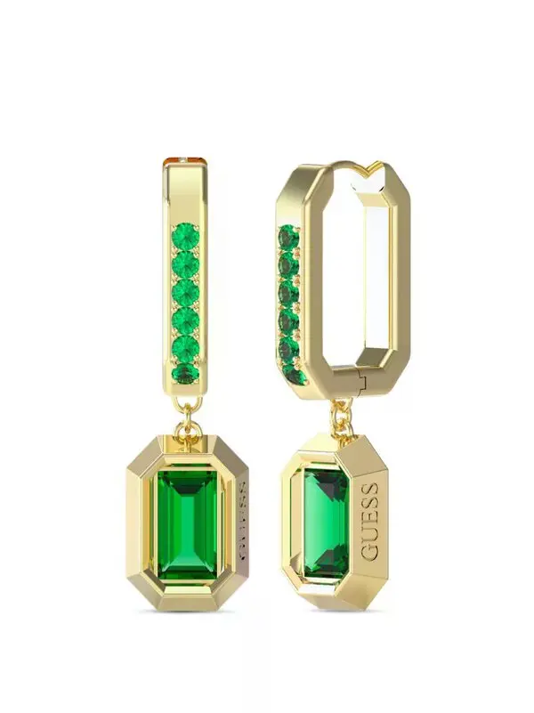 Guess Crystal-charm Hoop Earrings - Gold
