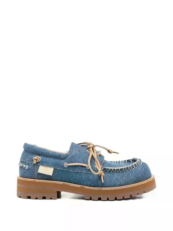 Moschino Contrast-stitch Denim Boat Shoes