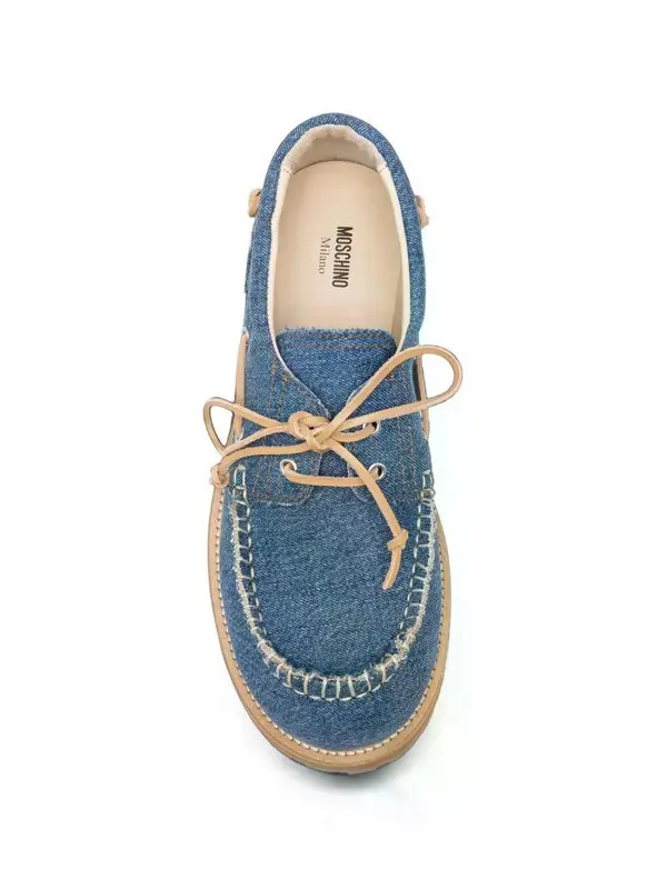 Moschino Contrast-stitch Denim Boat Shoes