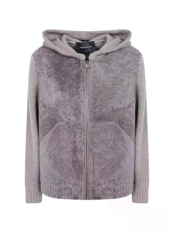 Fabiana Filippi Shearling Textured Bouclé Knit Hooded Jacket