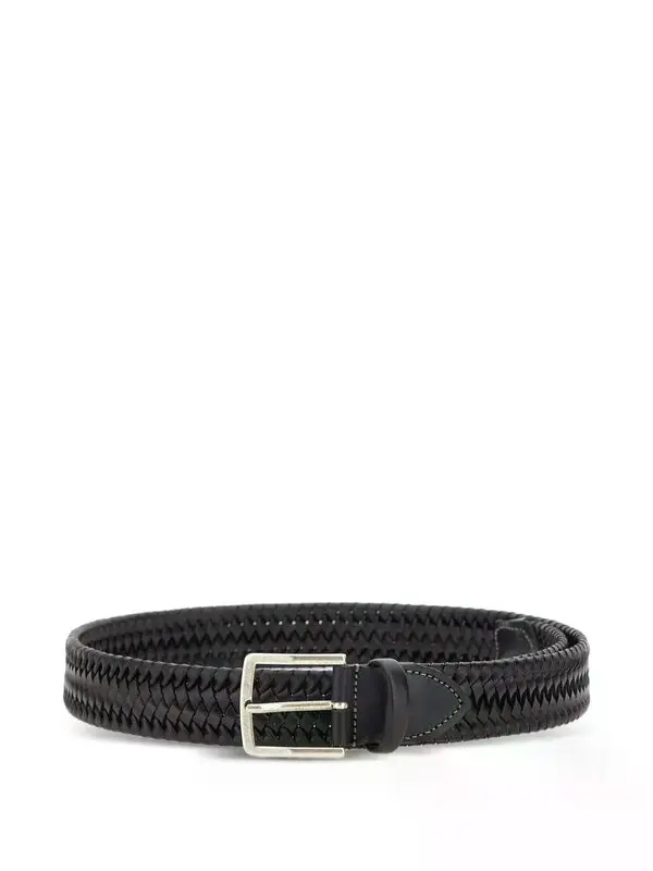 ATHISON Woven Leather Belt - Black