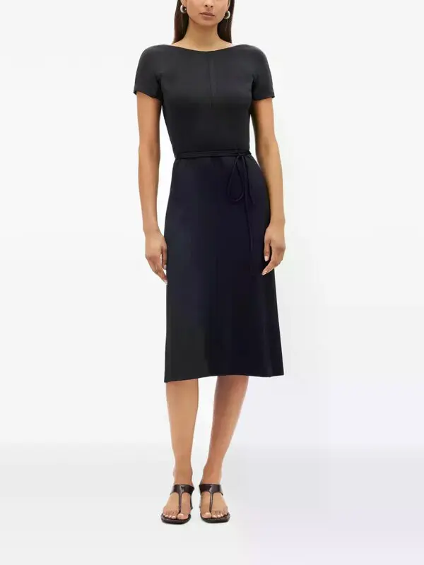 Another Tomorrow Boat-neck Midi Dress - Black
