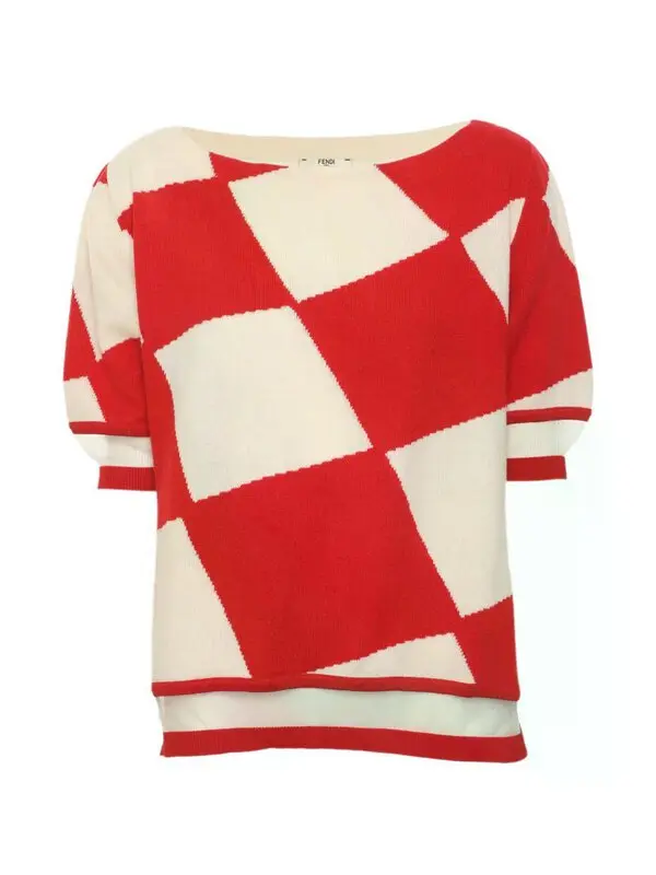 Fendi Half-sleeve Knit Top - Red