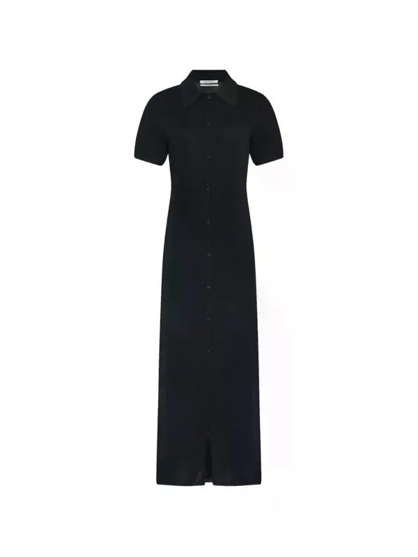 Another Tomorrow Pique-knit Button-front Midi Dress