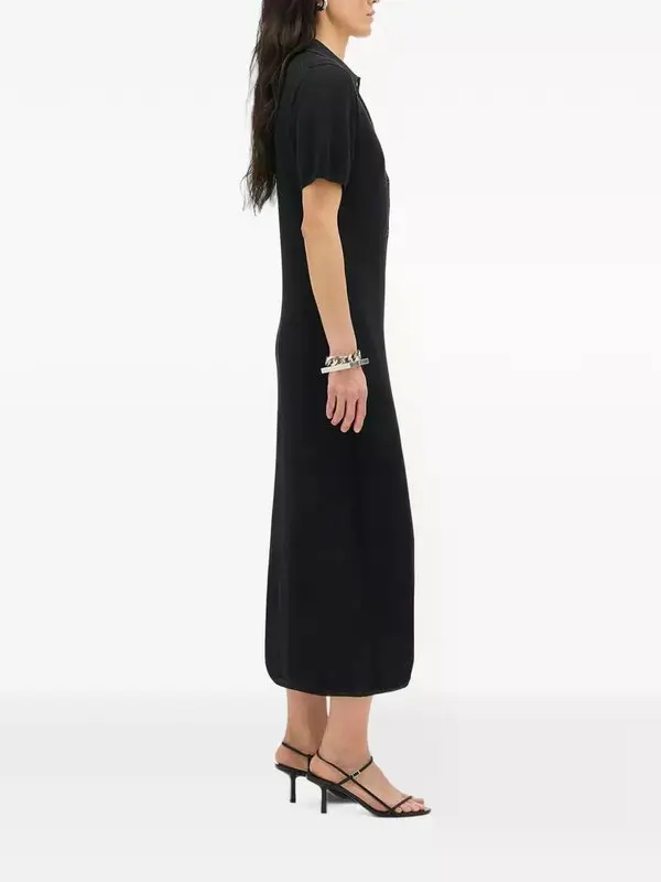 Another Tomorrow Pique-knit Button-front Midi Dress