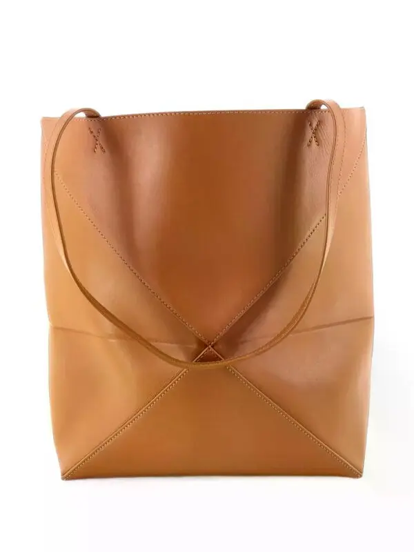 Loewe Puzzle Fold Leather Medium Tote Bag - Brown