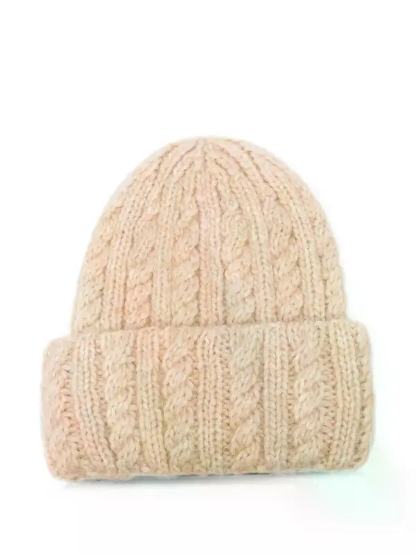 Moncler Cable-knit Logo-patch Beanie - Neutrals