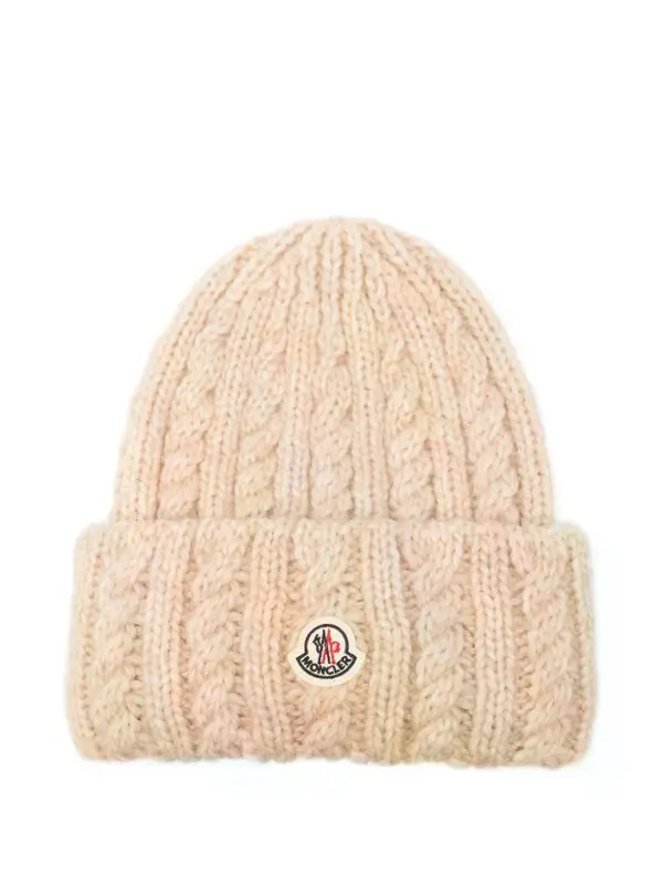 Moncler Cable-knit Logo-patch Beanie - Neutrals