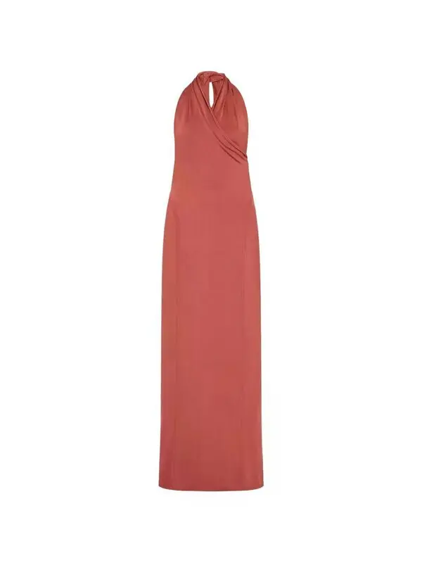 Another Tomorrow Gathered Halter Maxi Dress - Orange