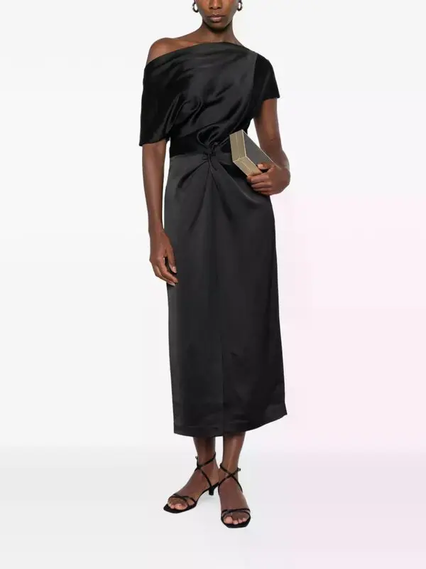 Imperial One-shoulder Twist-detail Midi Dress
