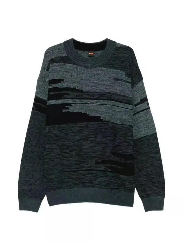 BOSS Intarsia-knit Crew-neck Sweater