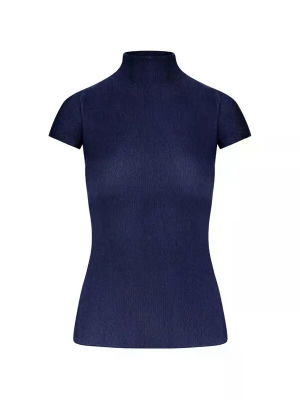 Giorgio Armani Ribbed Knit Short-sleeve T-shirt - Blue