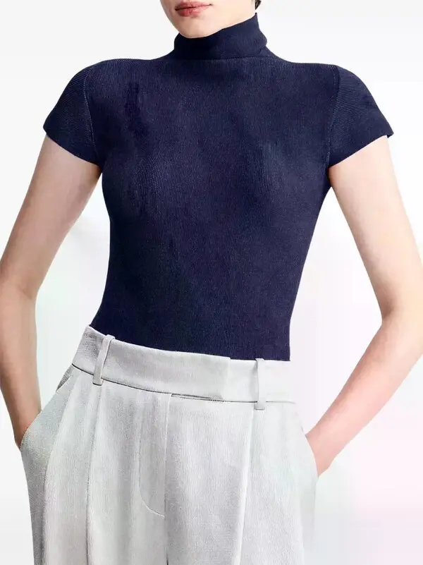 Giorgio Armani Ribbed Knit Short-sleeve T-shirt - Blue