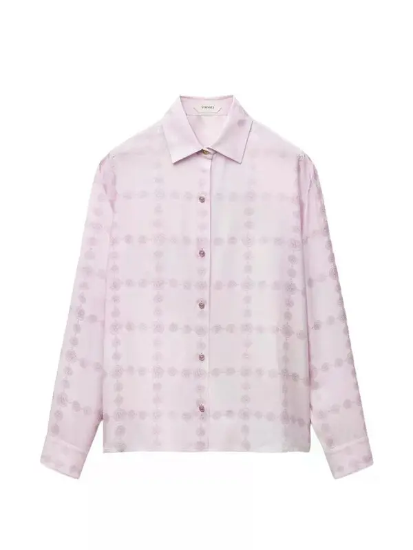Versace Jacquard Silk Crêpe Satin Shirt - Pink
