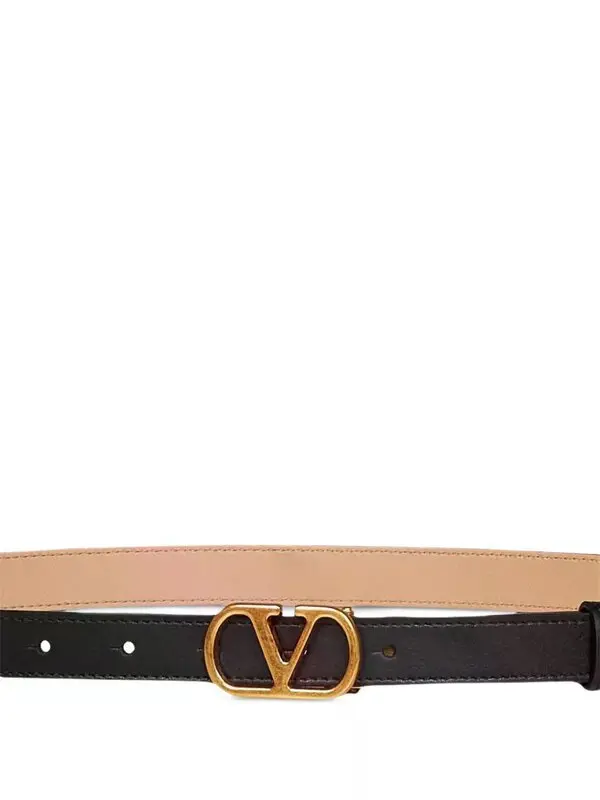Valentino Garavani Vlogo Signature Reversible Shiny Calfskin Belt - Black