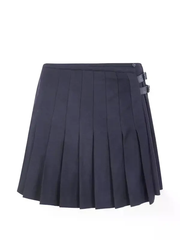 Emporio Armani Buckle-detail Pleated Mini Skirt - Blue
