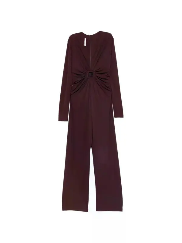 Imperial Cut-out Gathered Jumpsuit - Red