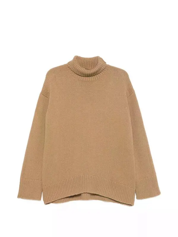 Plan C Roll-neck Drop-shoulder Sweater - Neutrals