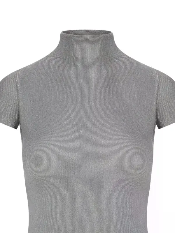 Giorgio Armani Ribbed-knit High-neck T-shirt - Grey