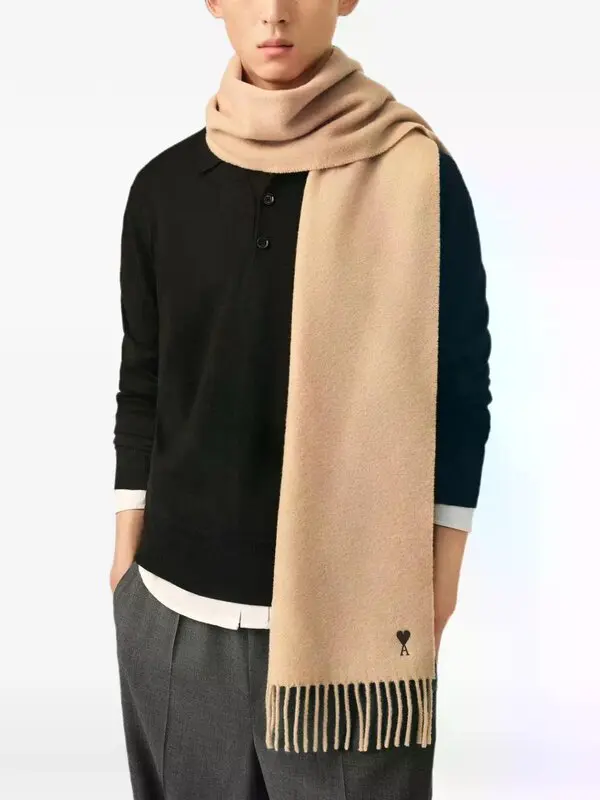 AMI Paris Wool Scarf With De Coeur