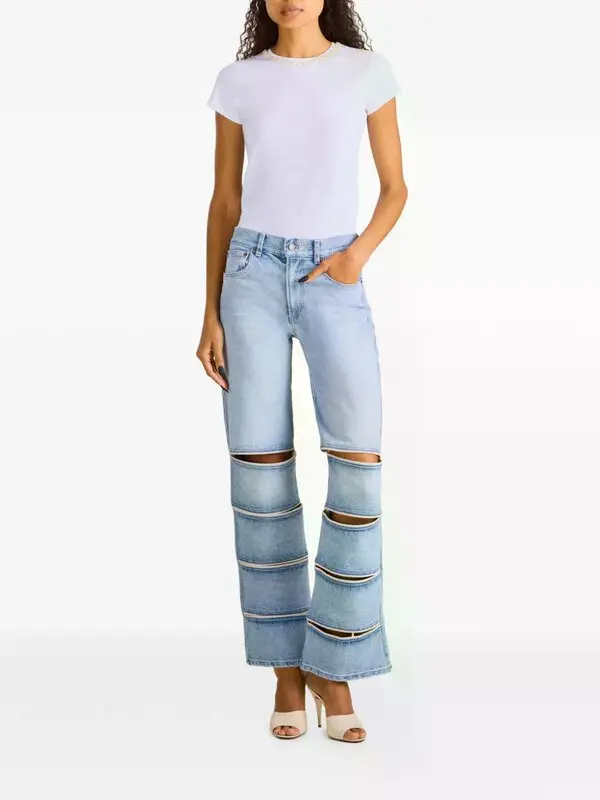 CONTESSA MILLS New Arcada Leather-trimmed Slit Jeans