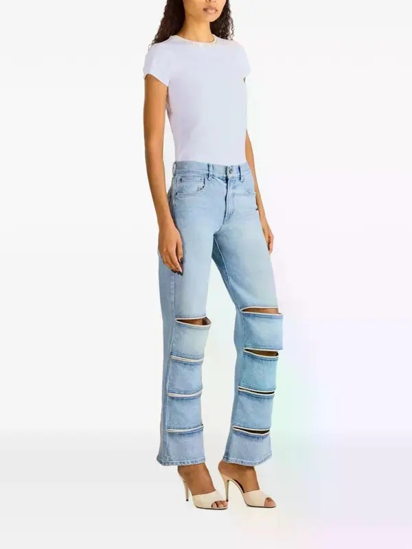 CONTESSA MILLS New Arcada Leather-trimmed Slit Jeans