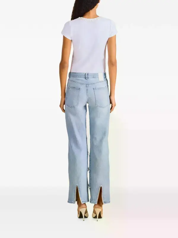 CONTESSA MILLS New Arcada Leather-trimmed Slit Jeans