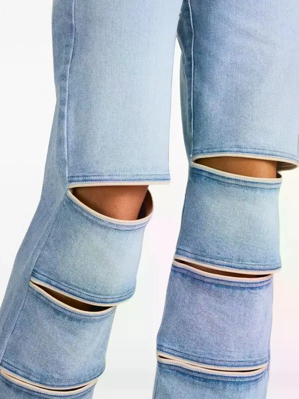 CONTESSA MILLS New Arcada Leather-trimmed Slit Jeans