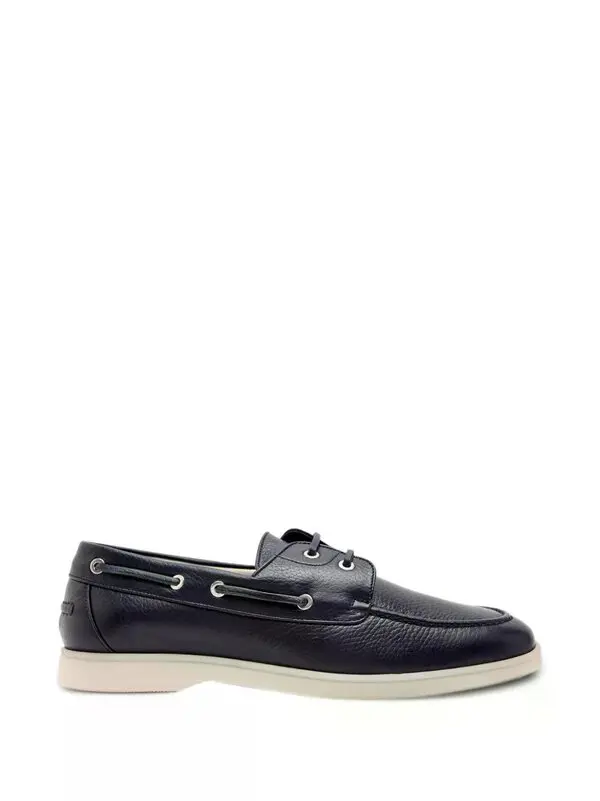 AURELIEN Grainy-leather Loafers - Blue