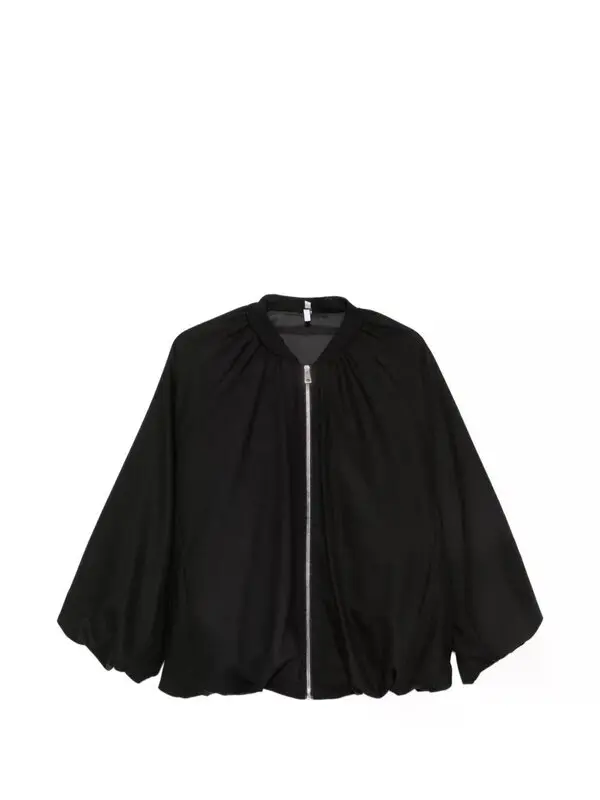 Imperial Ruched Zip-up Bomber Jacket - Black