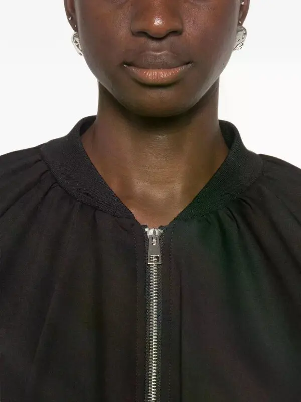 Imperial Ruched Zip-up Bomber Jacket - Black
