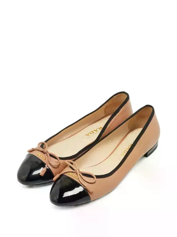 Prada Two-tone Bow-detail Ballet Flats