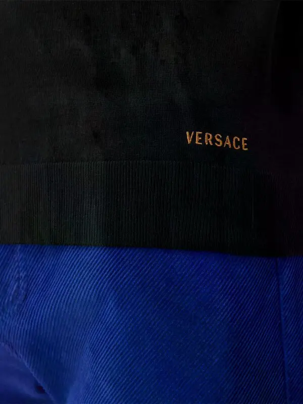 Versace Embroidered Wool Knit Crewneck Sweater