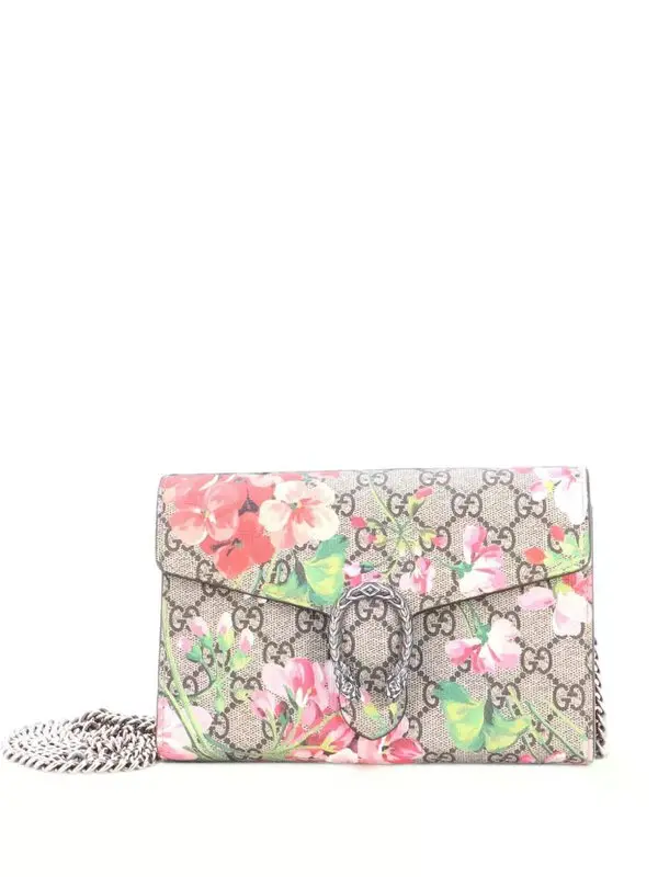 Gucci Dionysus Chain Wallet Blooms Print Gg Coated Canvas Small Crossbody Bag - Multicolour