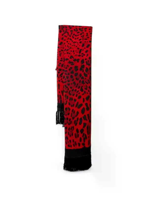 Dolce & Gabbana Leopard-print Fringed Scarf