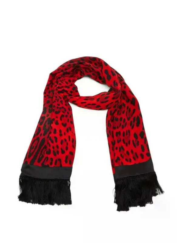 Dolce & Gabbana Leopard-print Fringed Scarf