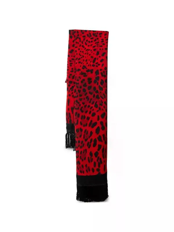 Dolce & Gabbana Leopard-print Fringed Scarf - Red