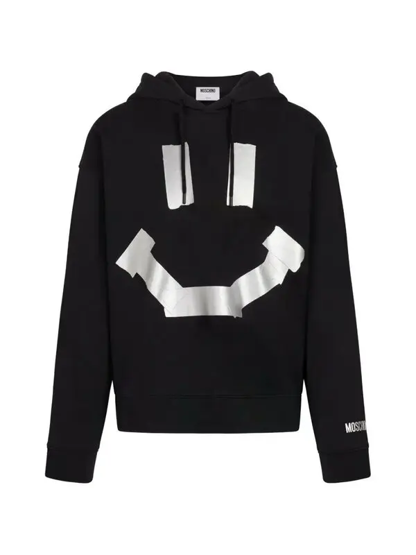 Moschino Tape-motif Hoodie - Black