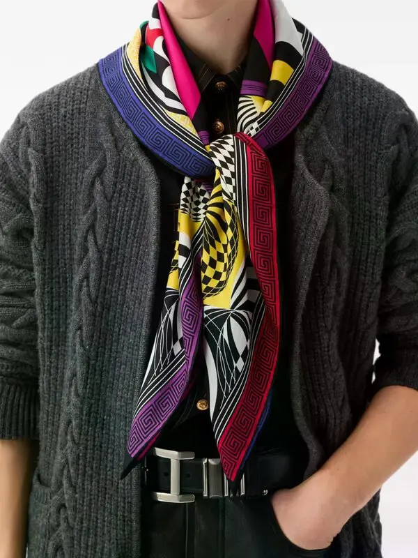 Versace Printed Silk Twill Scarf 90 Cm