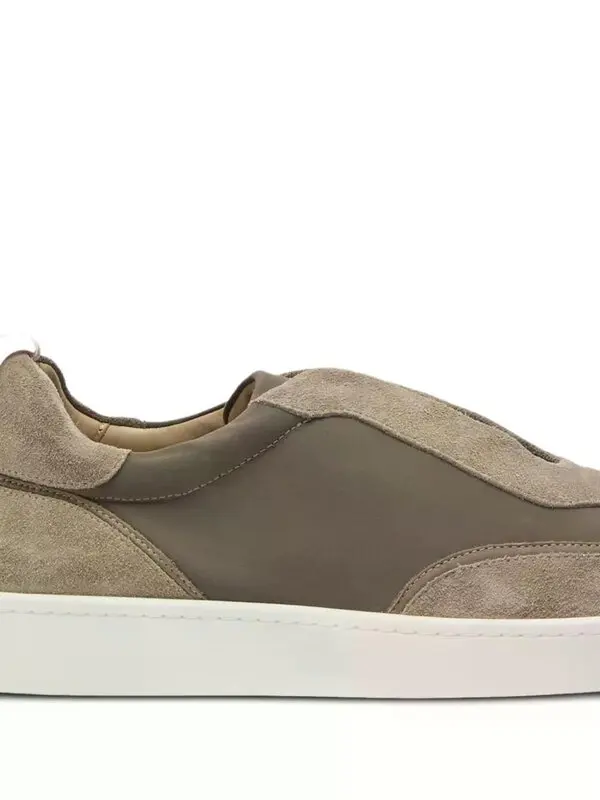 AURELIEN Suede-panelled Slip-on Sneakers - Neutrals
