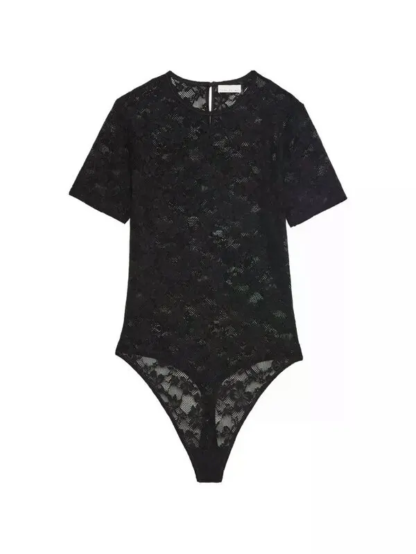 FLEUR DU MAL Lace-detail Short-sleeve Bodysuit