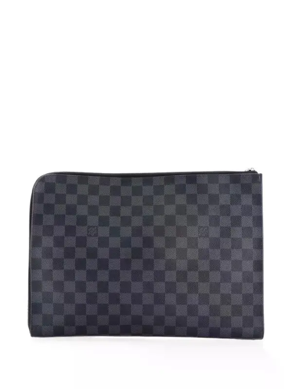 LOUIS VUITTON Damier Graphite Gm Zip Around Pochette Jour Clutch Bag