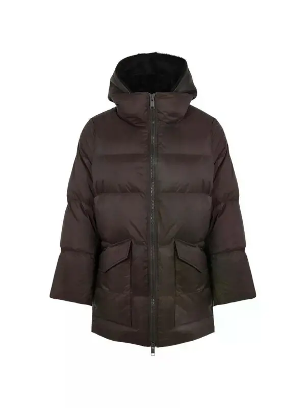 YVES SALOMON A-line Shearling-panel Down Coat