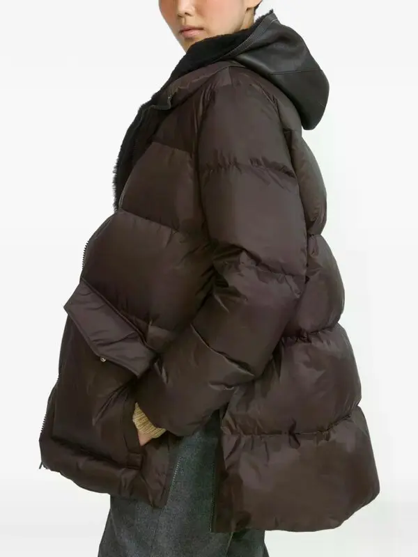YVES SALOMON A-line Shearling-panel Down Coat