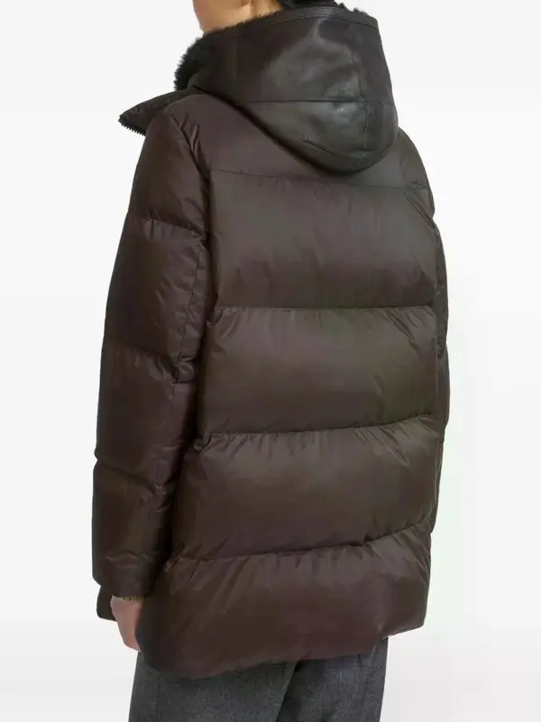 YVES SALOMON A-line Shearling-panel Down Coat