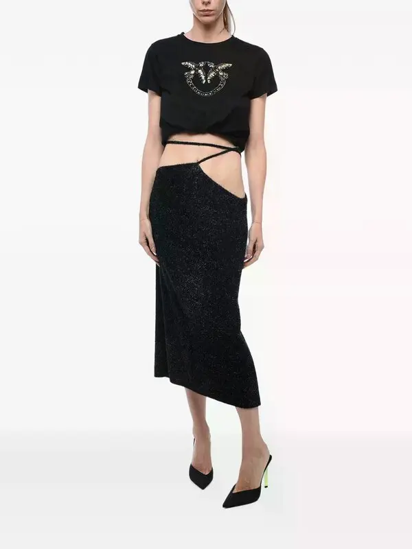 ROTATE BY BIRGER CHRISTENSEN Glitter-knit Cut-out Skirt