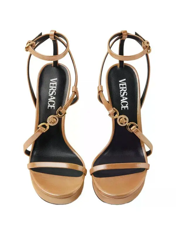 Versace Medusa '95 Embellished Leather Sandals 115 Mm - Gold